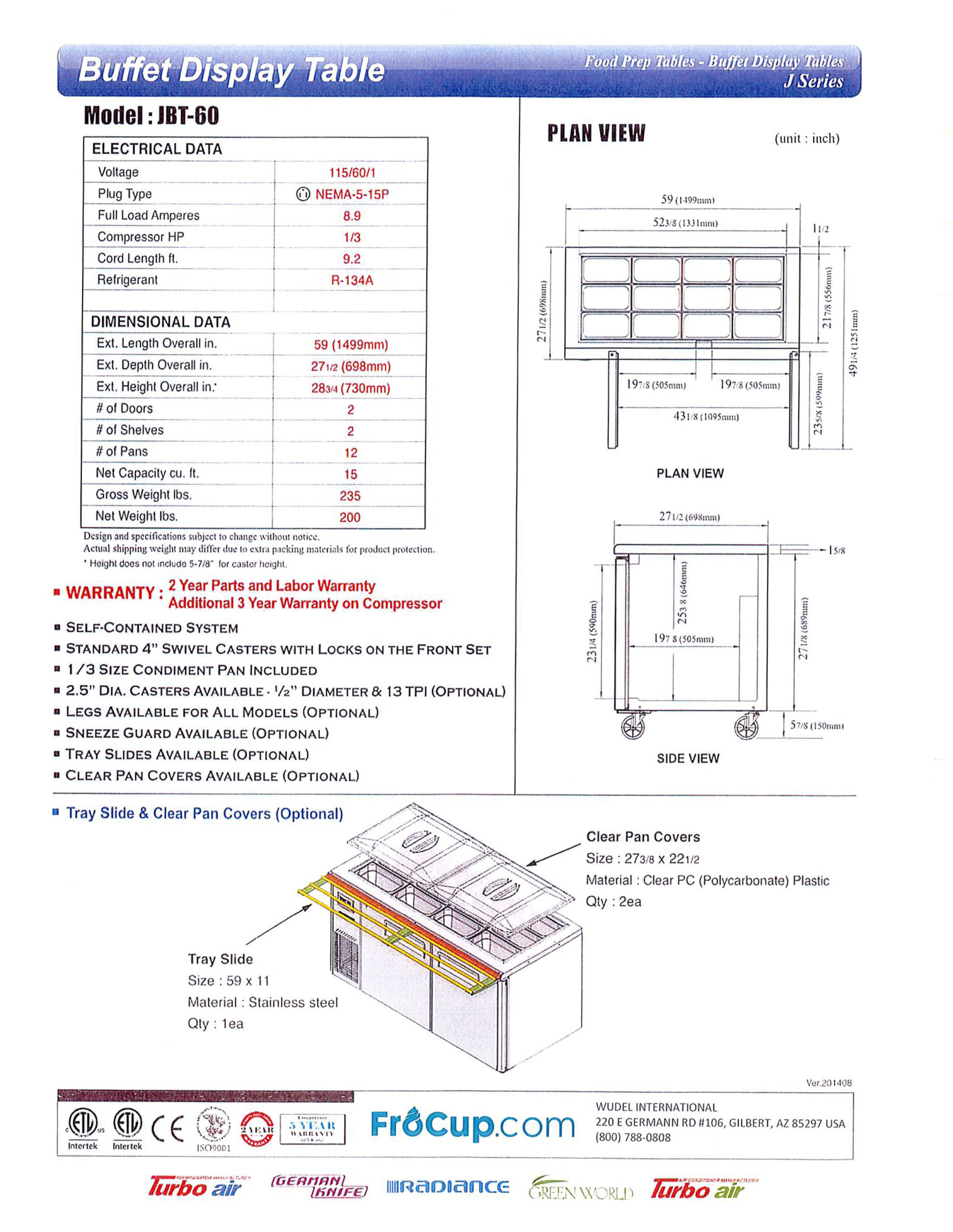 Topping Bar Island – Refrigerated Buffet Table – FroCup