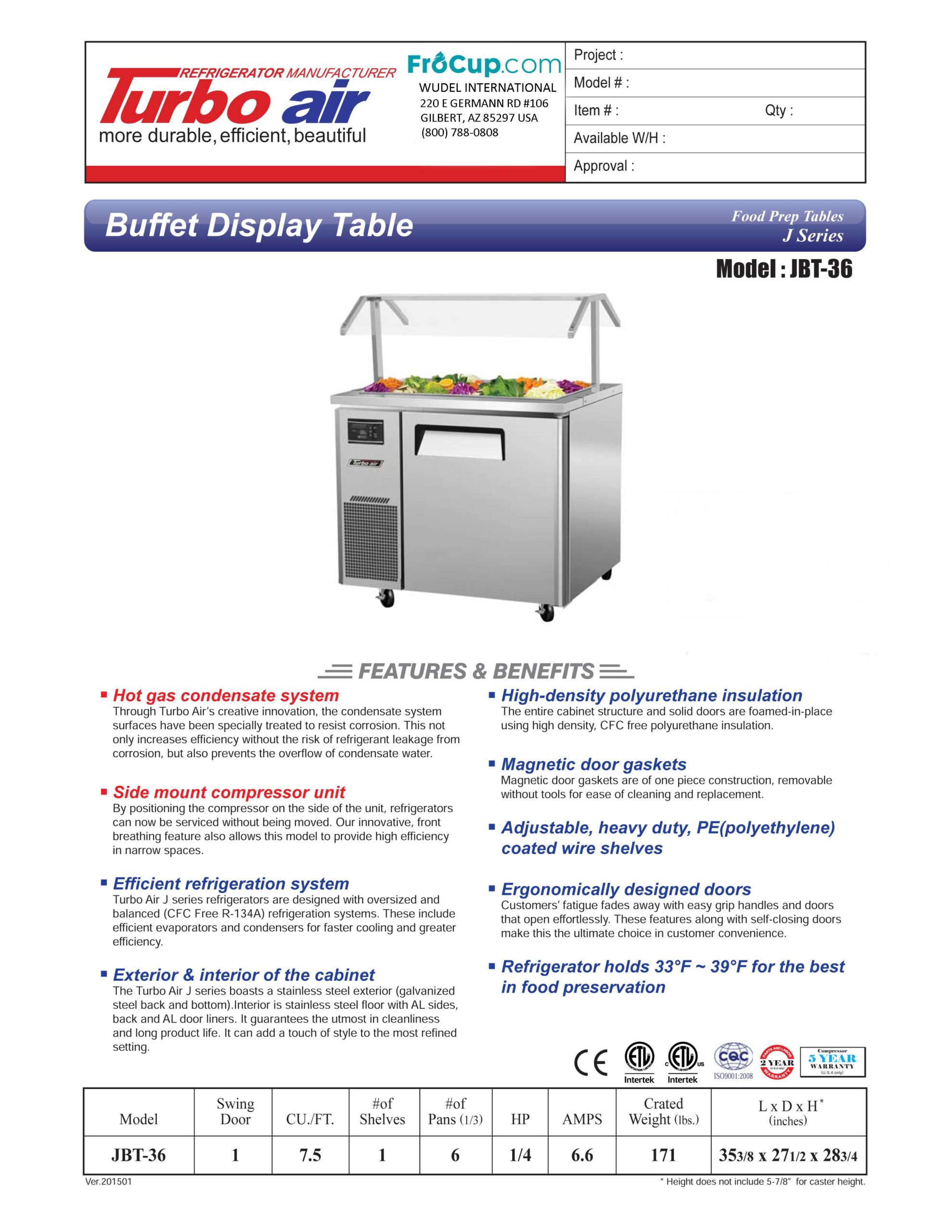 Topping Bar Island – Refrigerated Buffet Table – FroCup